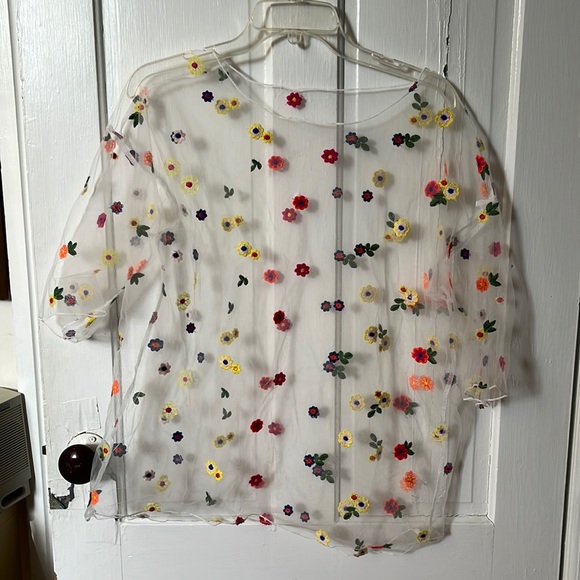 Tops | See Through Flower Top | Poshmark